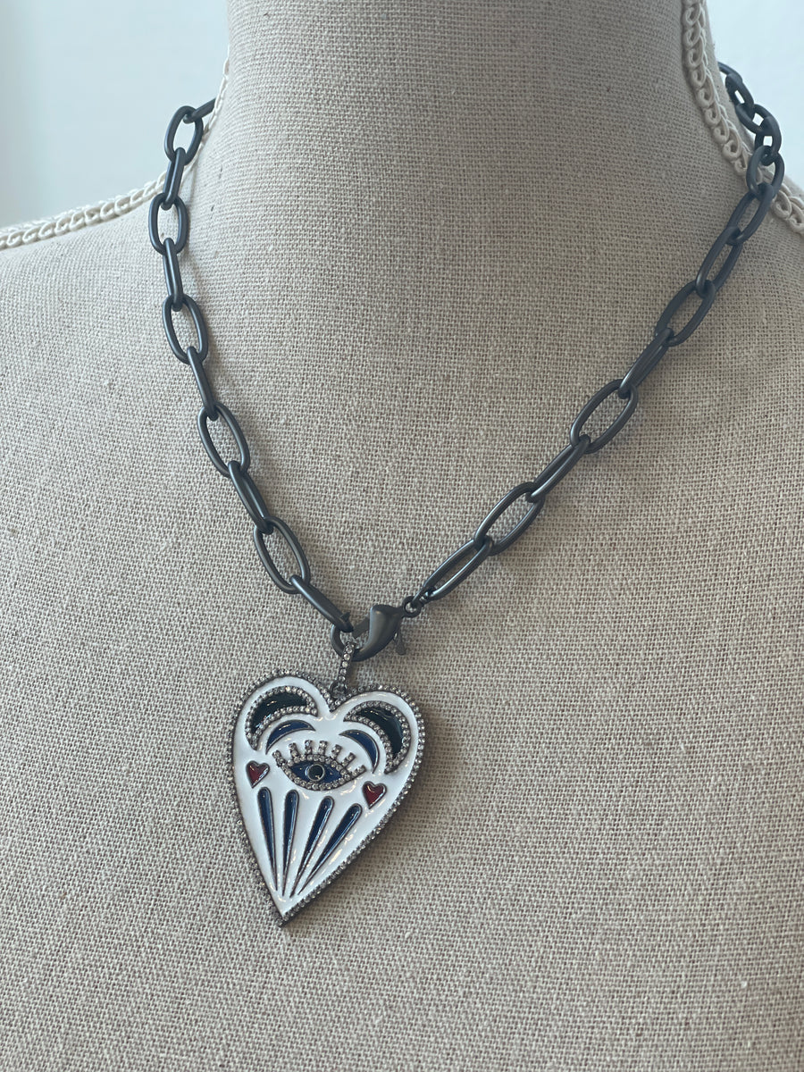 Madison Hayes - Enamel Heart Eye Pendant – BeckonBroad
